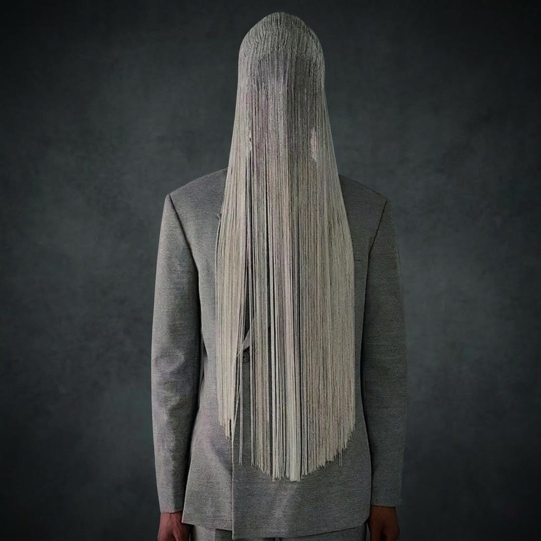 Avant Garde Fringe Face Veil Mask Long Tassel Headpiece Futuristic ...