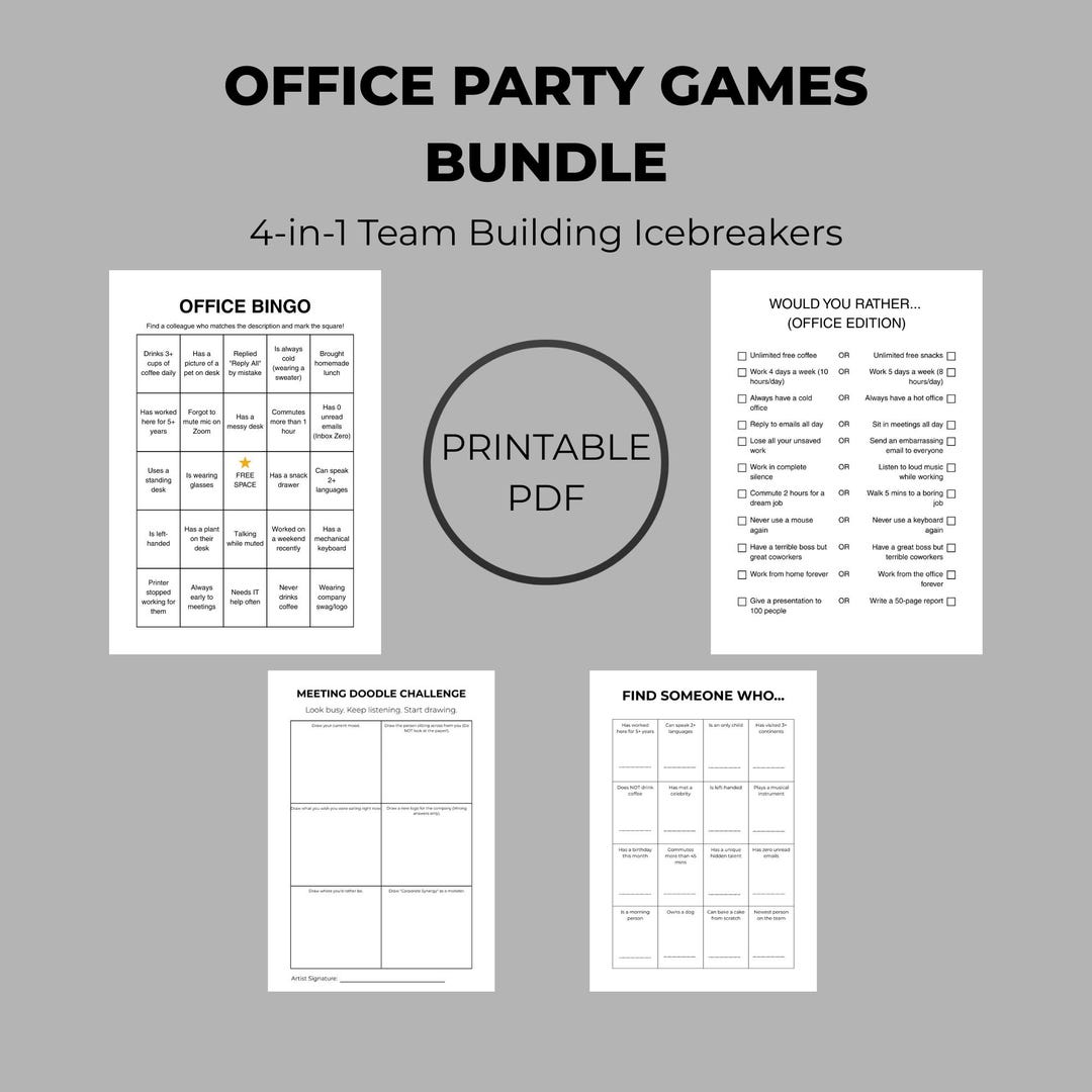 Office Party Games Bundle, Team Building Icebreakers (printable PDF) - Etsy