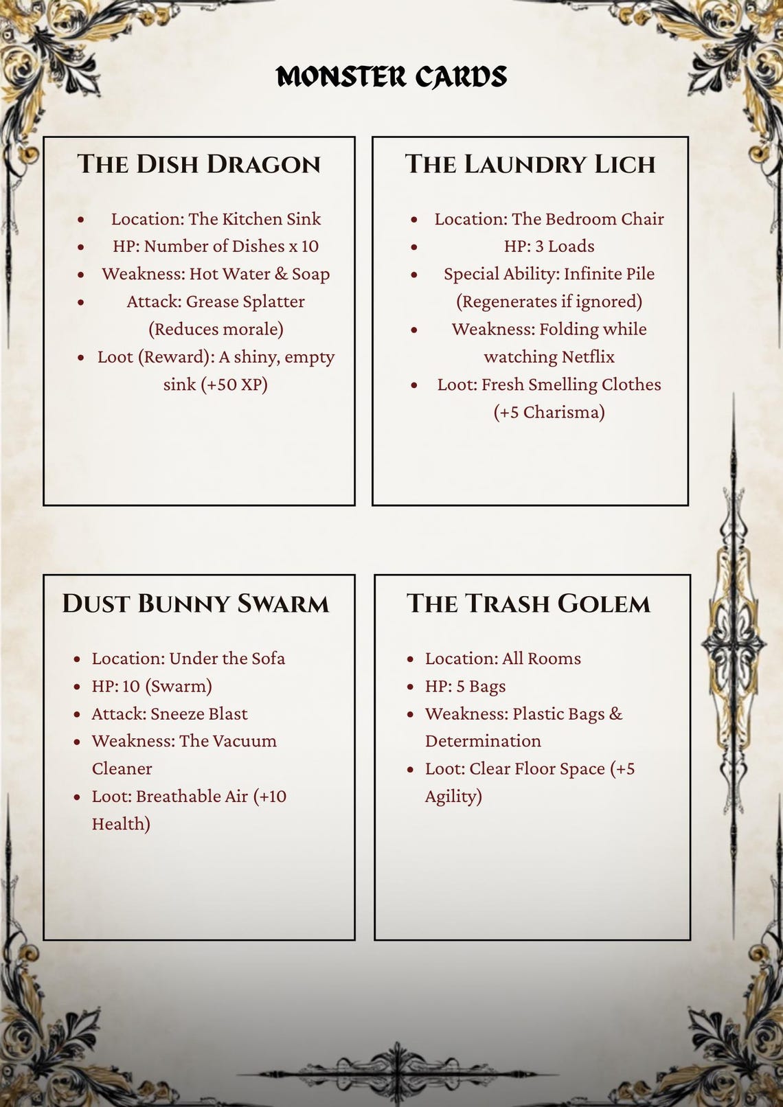ADHD Cleaning Game Printable | RPG Chore Chart D20 | Gamified Housework ...
