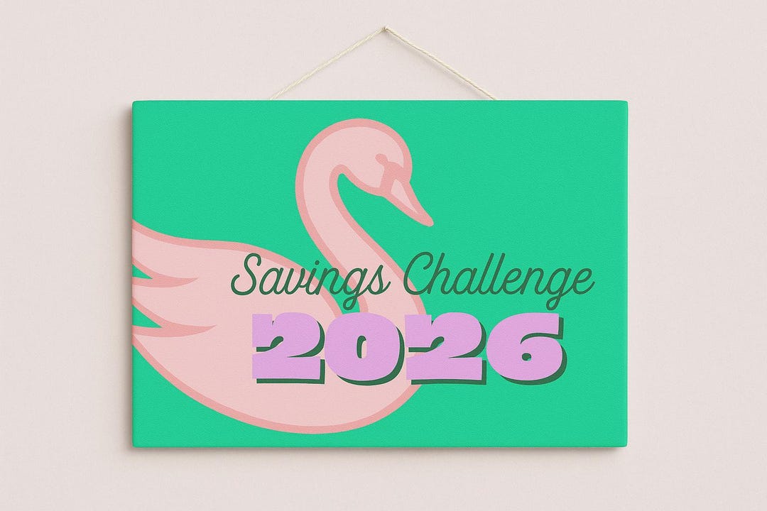 2026 Swan Savings Challenge Calendar | Printable Budget Planner ...