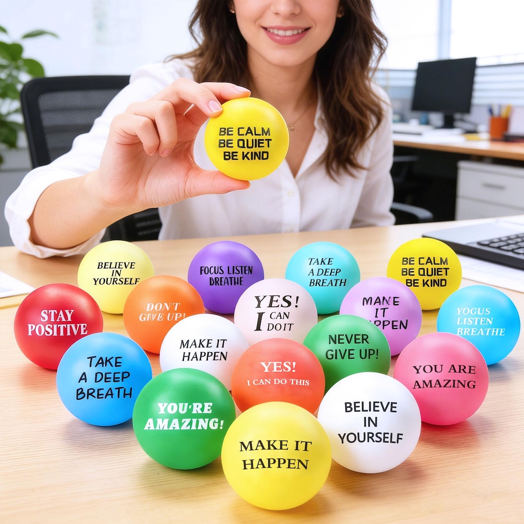 Positive Stress Ball,colorful Foam Stress Relief Gift Toys With ...