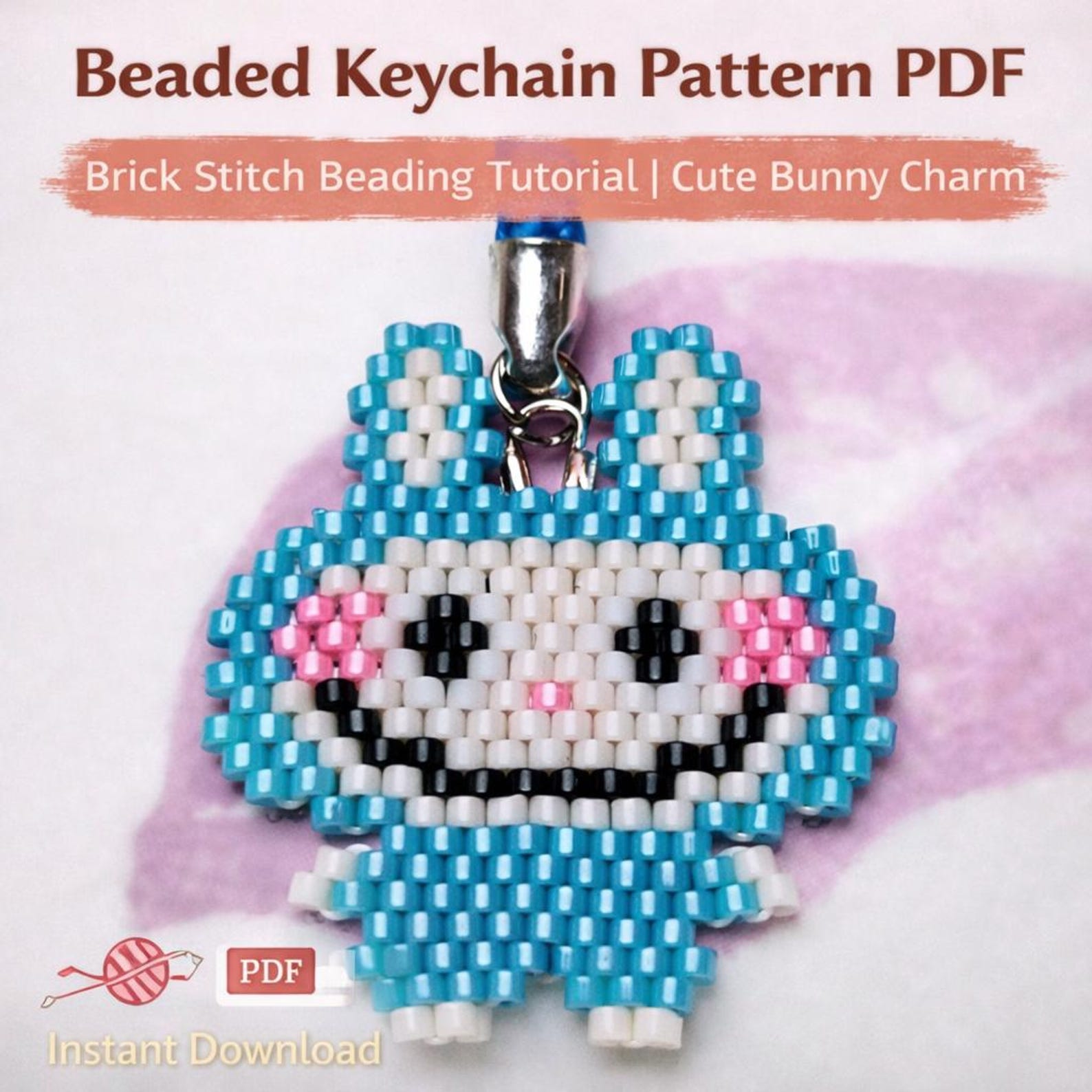 Beaded Keychain Pattern PDF | Brick Stitch Beading Tutorial | Cute ...