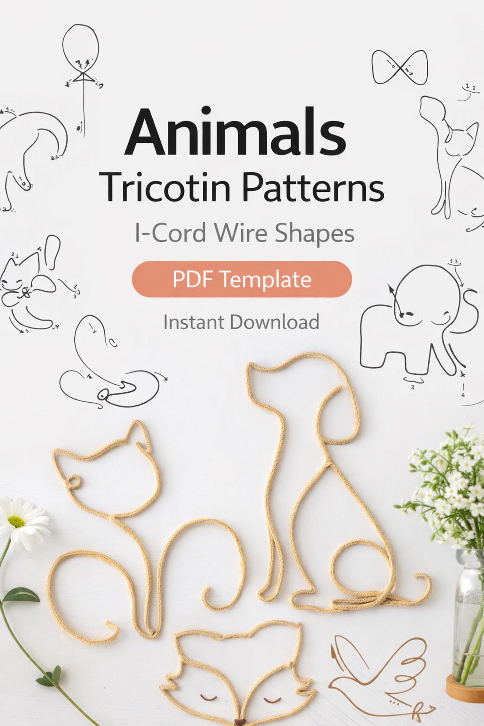 Tricotin Animal Templates PDF | 11 Shapes | I-cord Patterns | Knitting ...