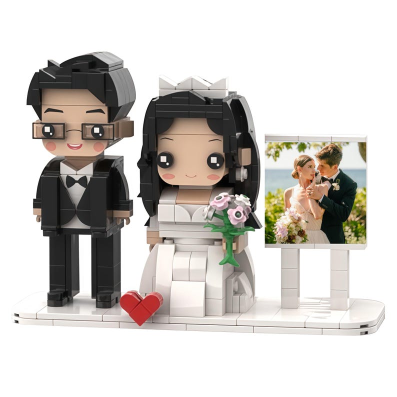 Custom Lego Wedding Couple Figurine With Photo Frame – Unique Gift for ...