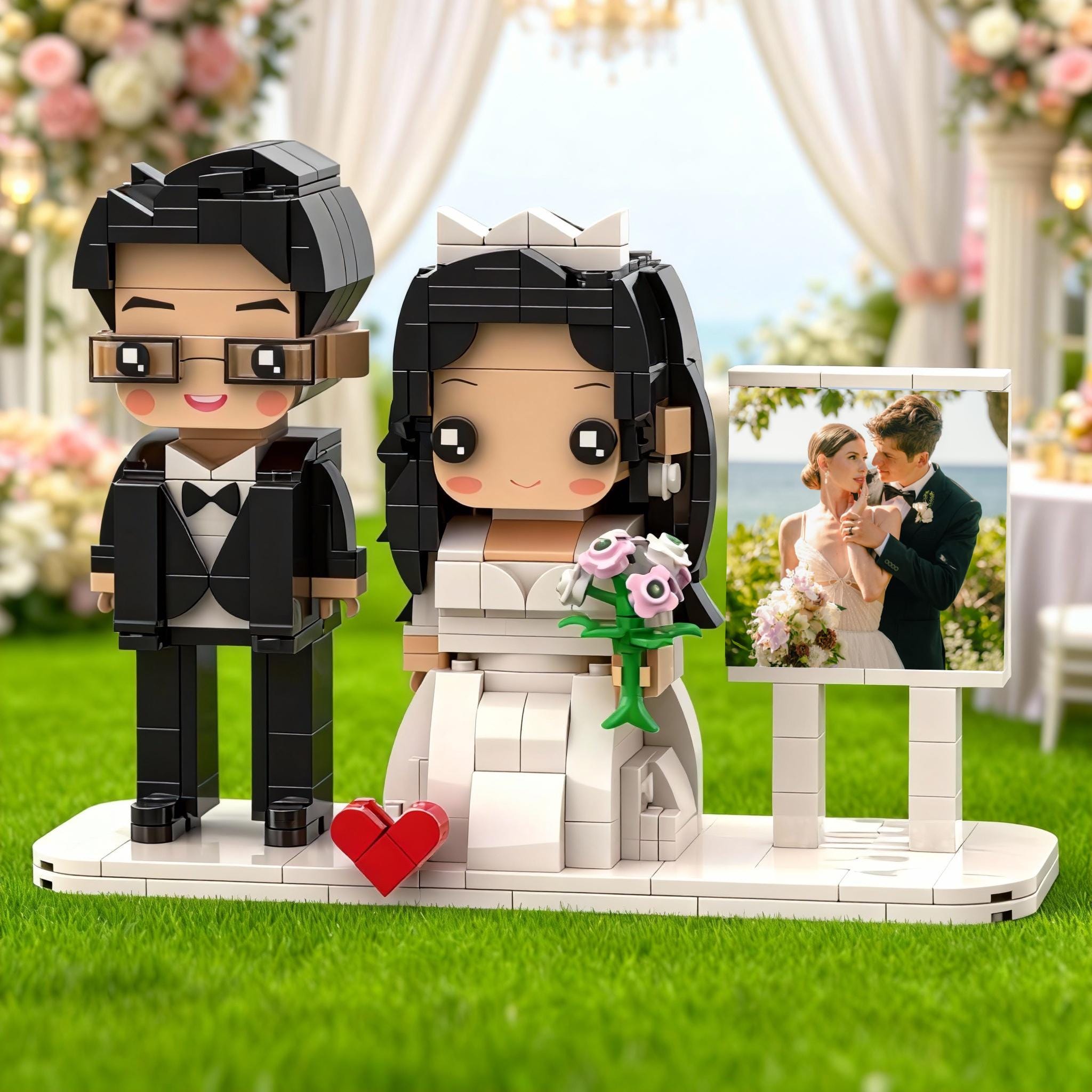 Custom Lego Wedding Couple Figurine With Photo Frame – Unique Gift for ...