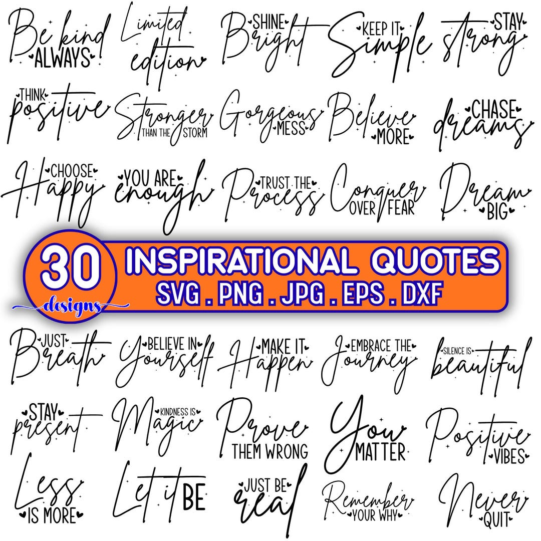 Inspirational Quotes SVG Bundle | Motivational Sayings, T-shirt Designs ...