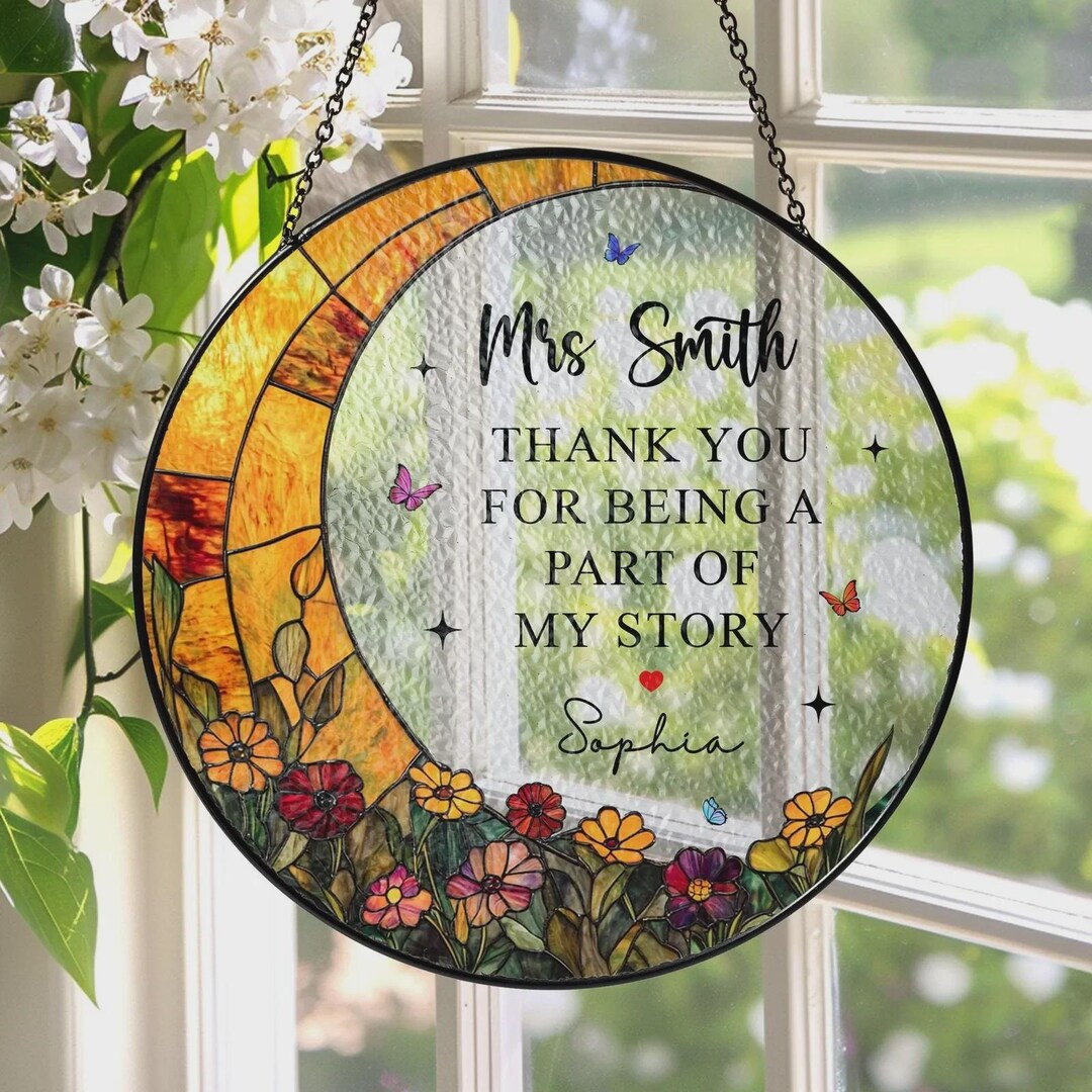 Custom Teacher Thank You Stained Glass Suncatcher, Classroom Window ...