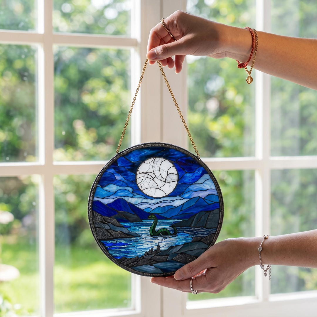 Loch Ness Monster Stained Glass Suncatcher Nessie Window Hanging ...