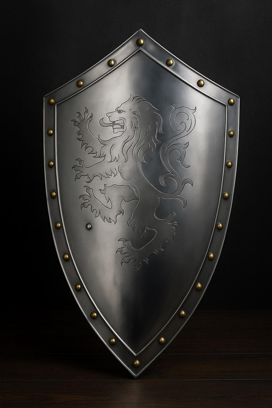 Knight Lion Shield Medieval Armor – Handcrafted Steel Heraldic Shield ...