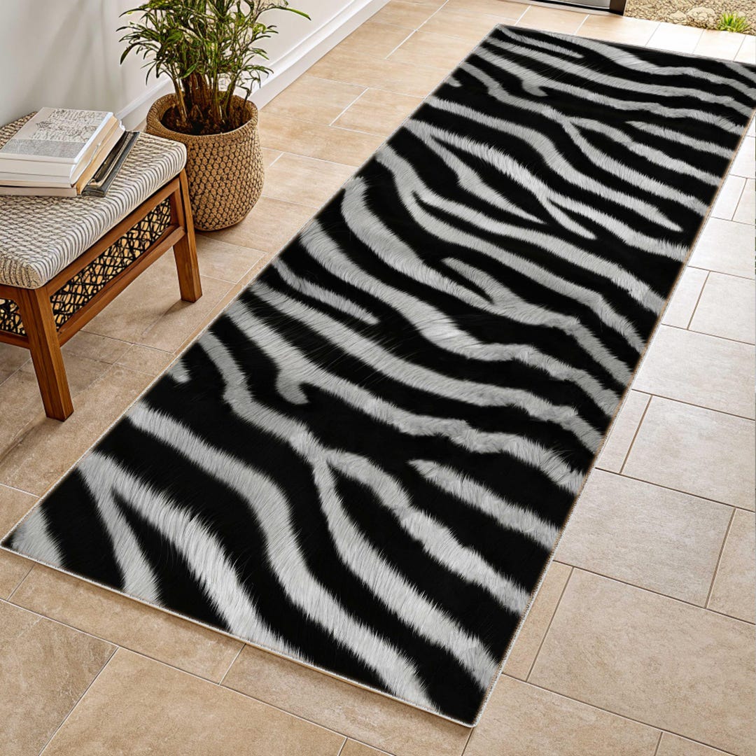 Zebra Print Runner Rug, Washable Non-slip Hallway Carpet - Etsy