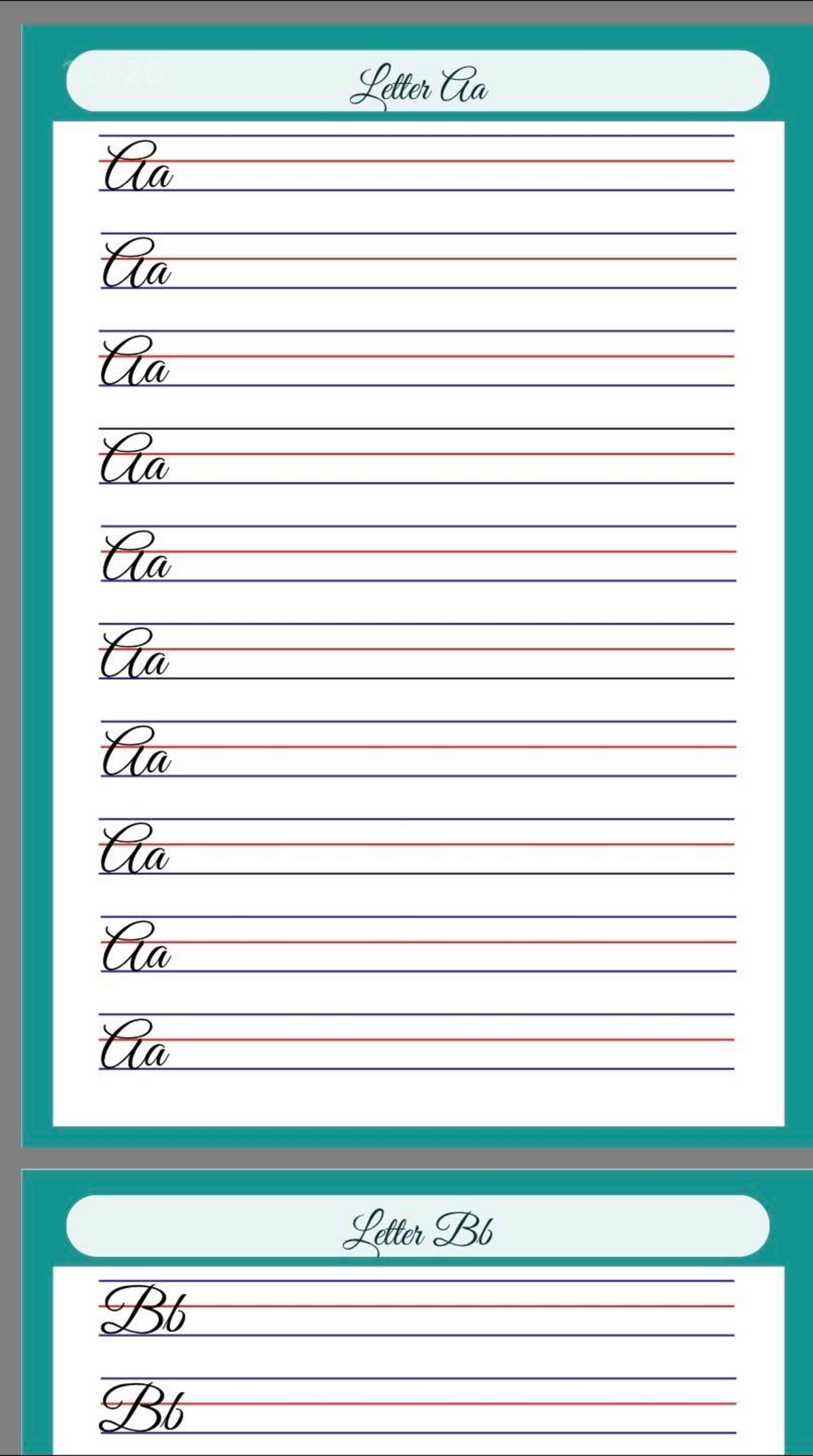 Cursive Handwriting Practice Sheets | Printable A-Z Letter Tracing ...