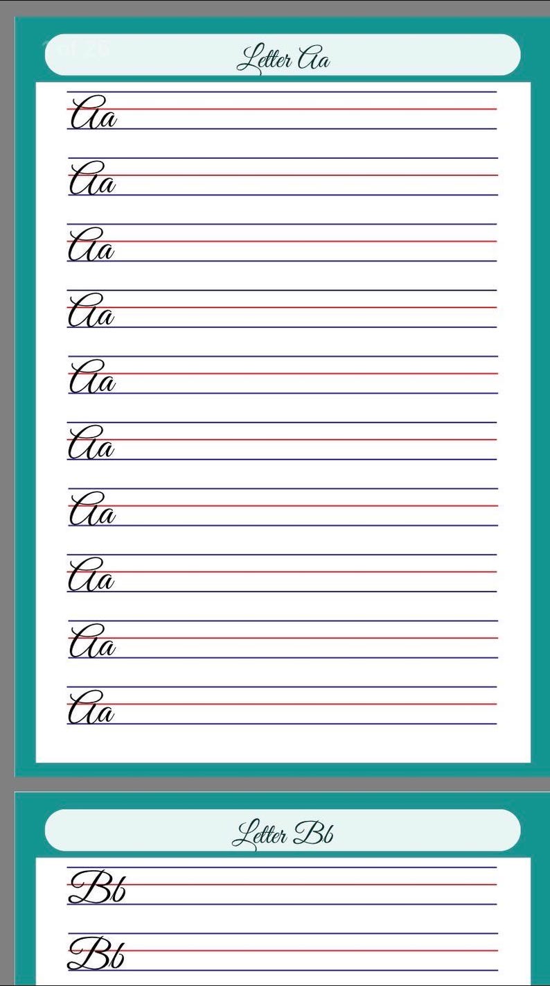 Cursive Handwriting Practice Sheets | Printable A-Z Letter Tracing ...