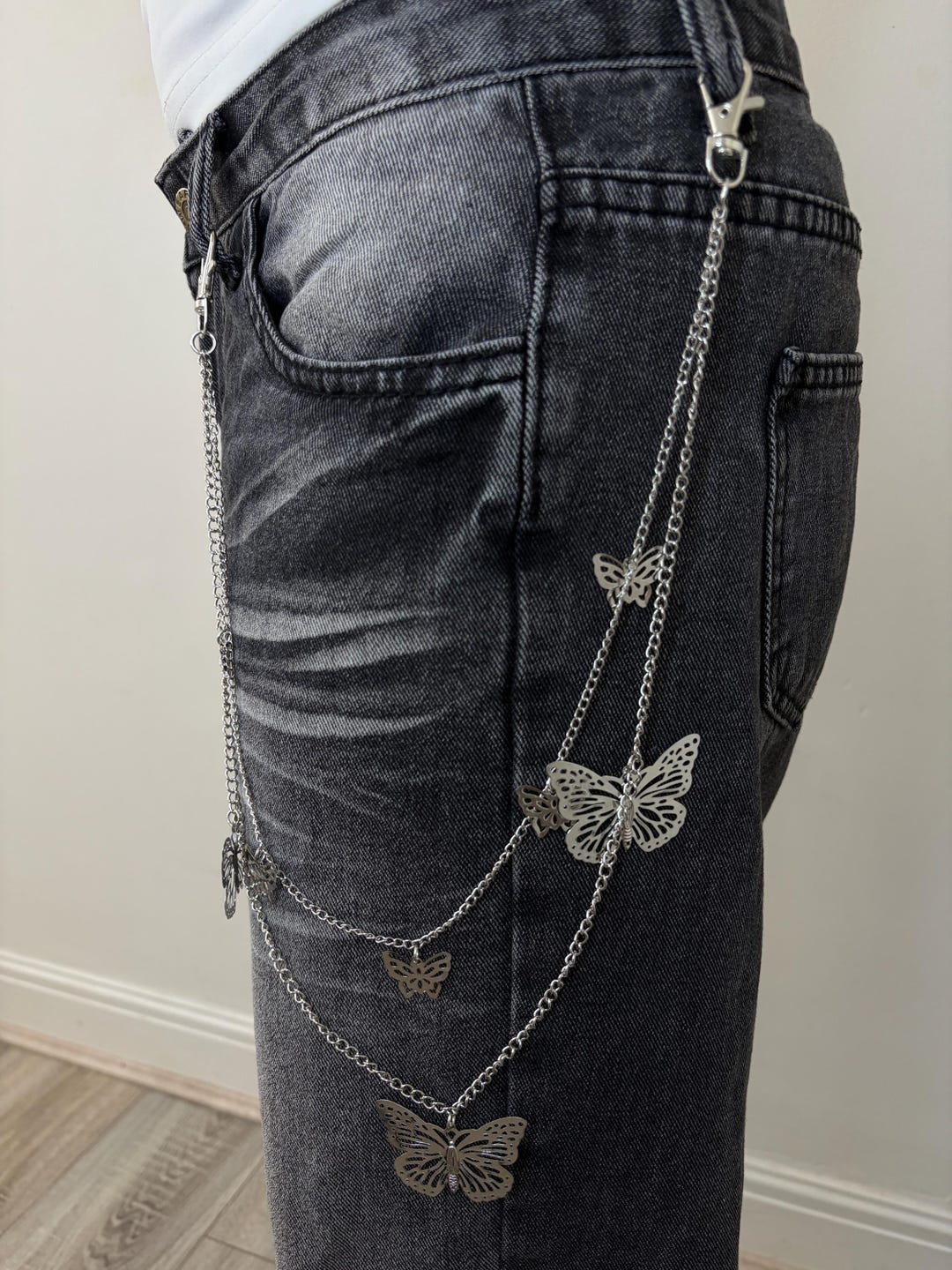 Double Butterfly Chain for Jeans and Bags | Y2K Hip Hop, Punk Rock ...