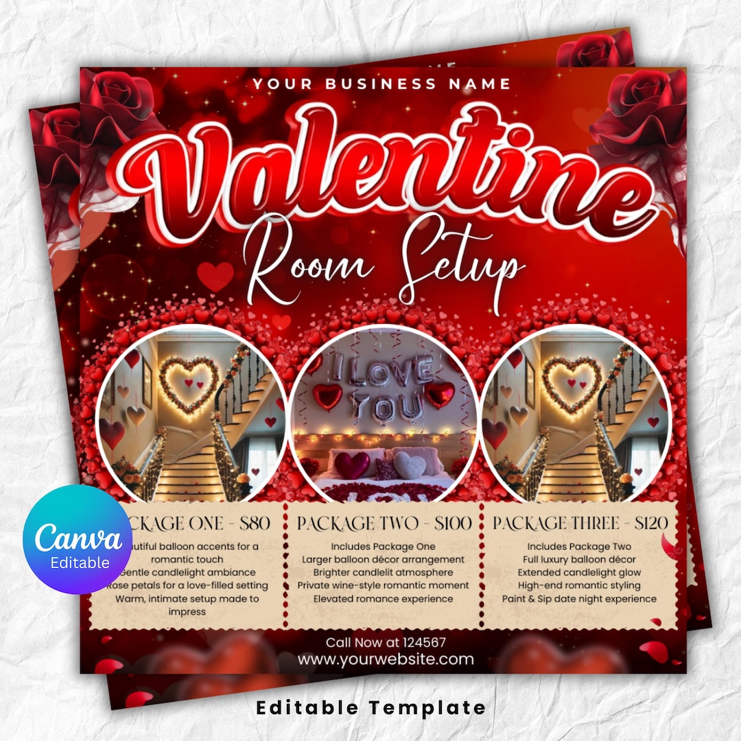Valentine Room Setup Flyer, Valentine Booking Flyer, February Flyer ...