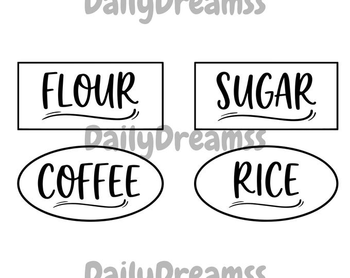 Kitchen Label Svg (6 Designs), Kitchen Label Svg, Coffee Sugar Creamer ...