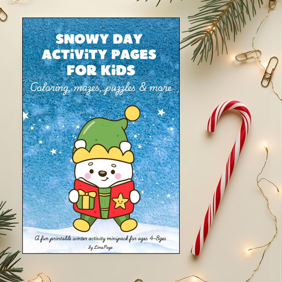 Winter Activity Book for Kids | Christmas Coloring Pages (PDF) - Etsy
