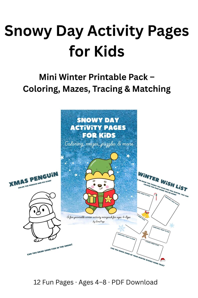 Snowy Day Activity Pages for Kids | Winter & Christmas Coloring ...