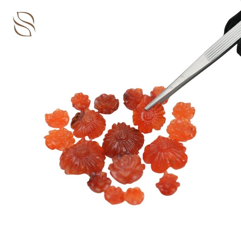 Natural Carnelian Flower Carvings Hand Carved Gemstone Sculptures ...