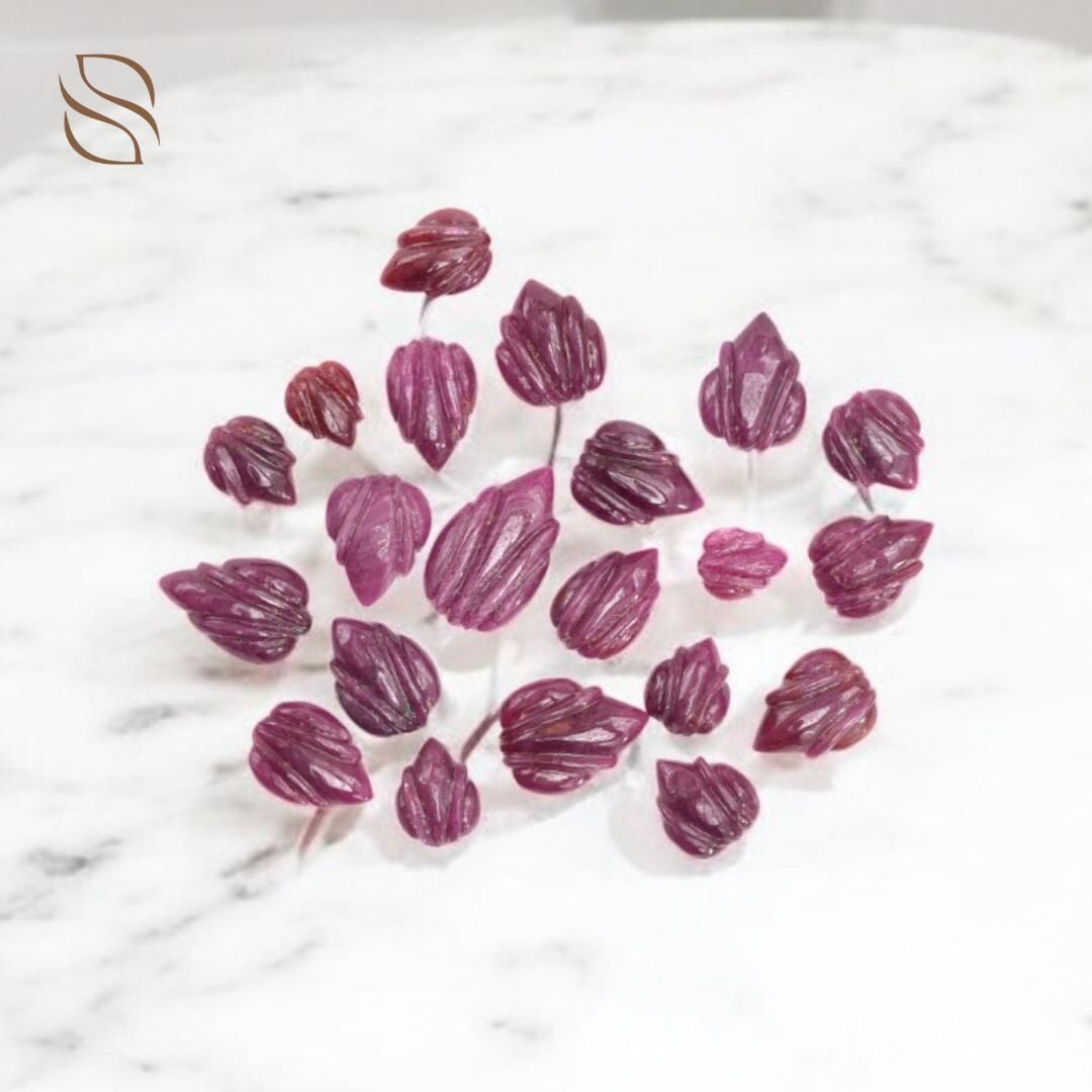 Unique Ruby Leaf Carvings Hand Carved Natural Ruby Leaves Gemstone ...