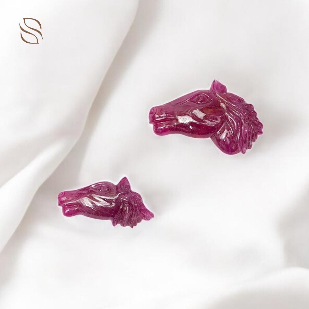 Natural Ruby Horse Face Carving Hand Carved Gemstone Sculpture Ruby ...