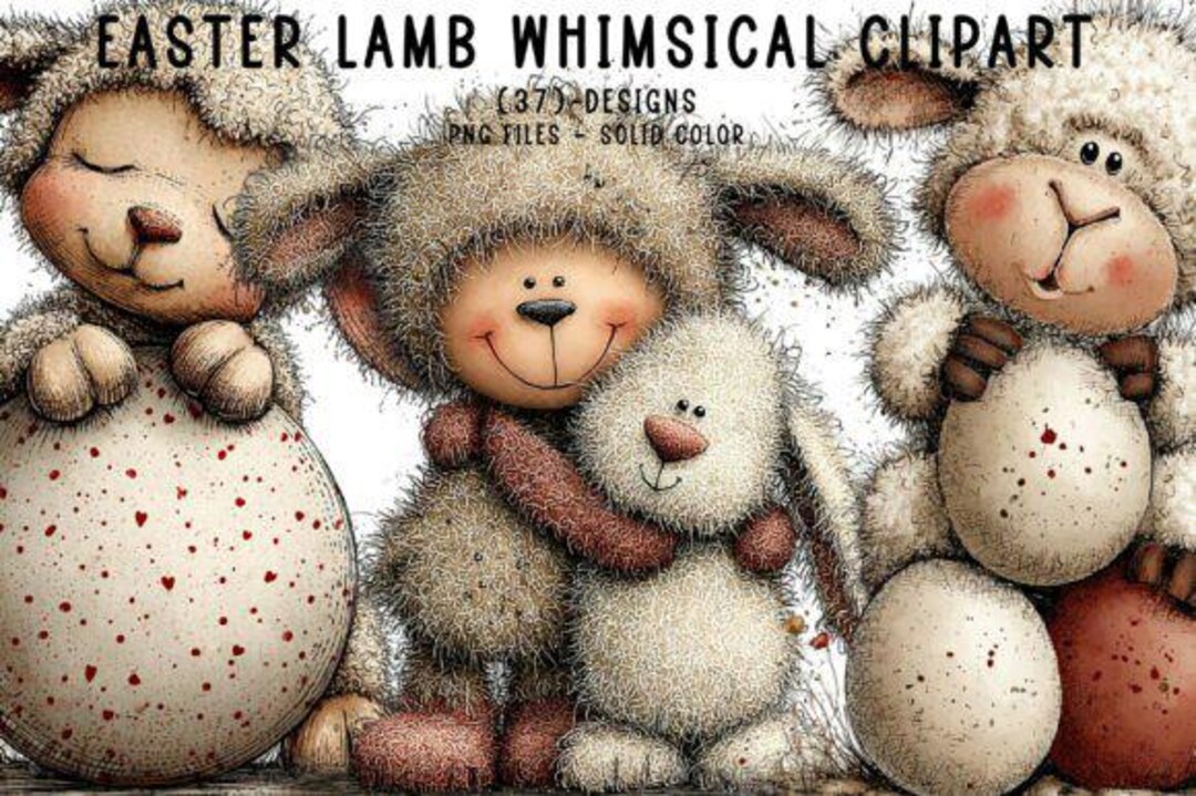 37 Easter Lamb Clipart PNG / Whimsical Sheep Illustrations / Spring ...