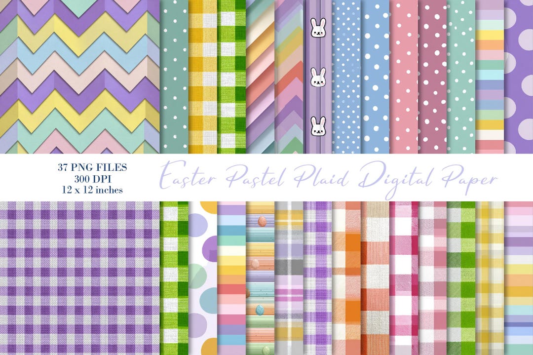 37 Easter Pastel Plaid Digital Paper PNG Gingham Spring Seamless ...
