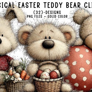 Whimsical Easter Teddy Bear Clipart - Etsy