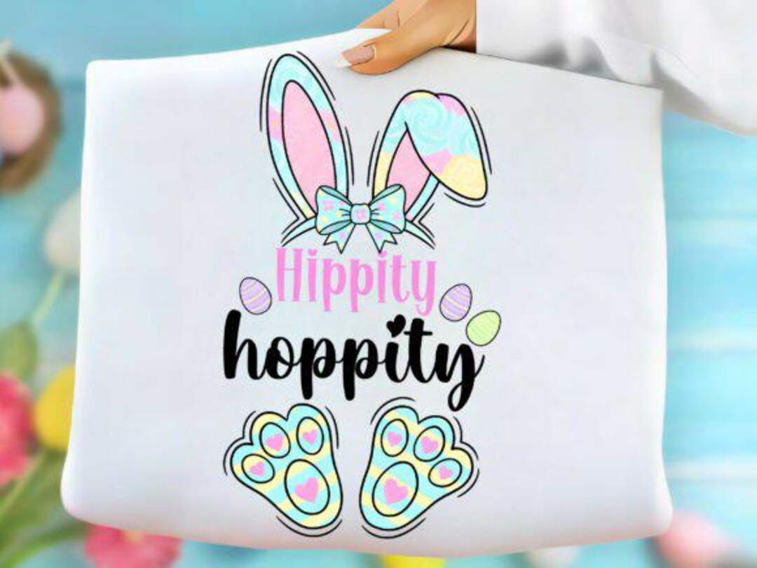 Hippity Hoppity Easter PNG Bunny Ears Paw Prints Pastel Spring Rabbit ...