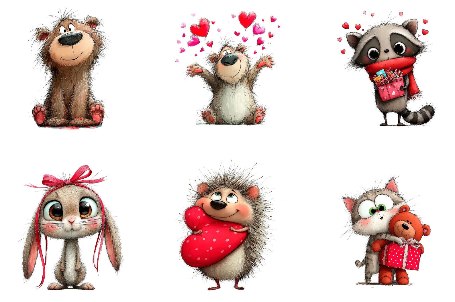 44 Valentine Animals Watercolor Clipart Bundle, Cute Woodland Animal ...