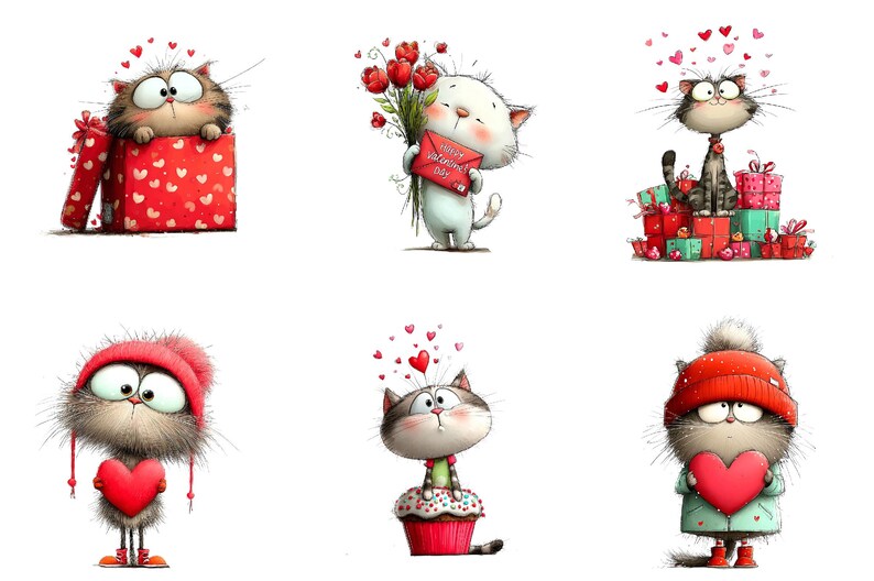 40 Valentine Clipart Bundle / Cute Valentine Animals / Watercolor ...