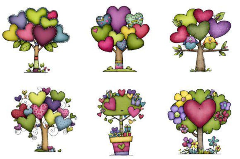 37 Valentine Heart Tree Clipart Bundle / Whimsical Love Trees PNG ...