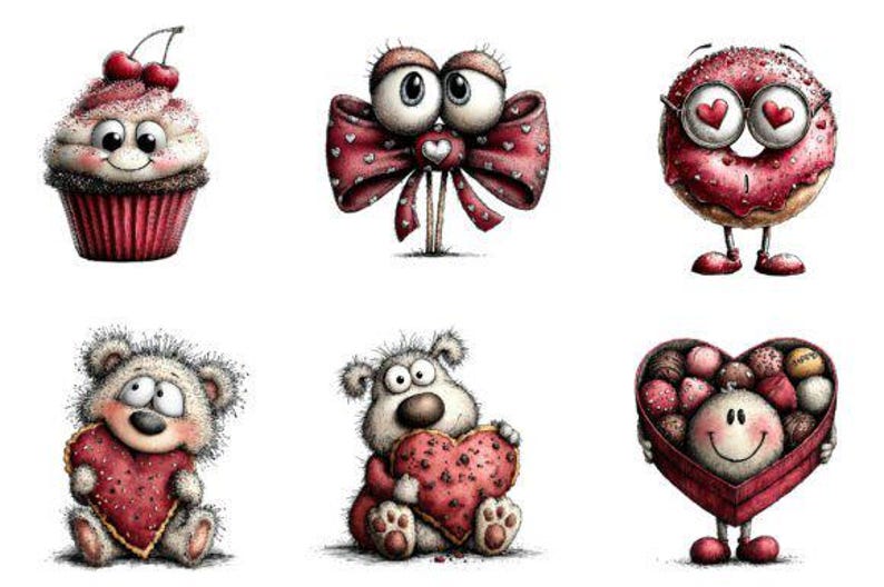 33 Quirky Valentines Sweets Clipart PNG, Cute Candy Love Illustration ...