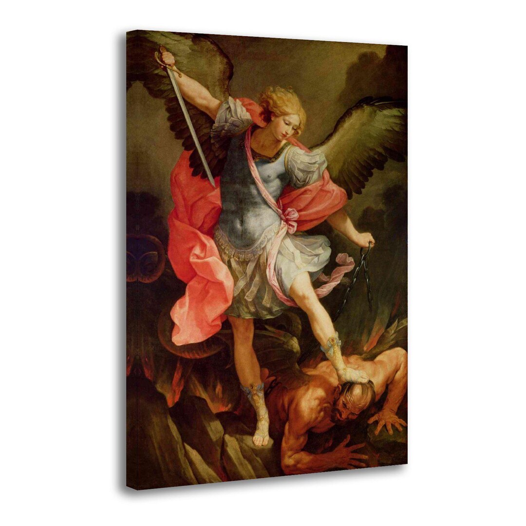 Archangel Michael St Michael Defeated Satan Wall Art Picture Painting ...