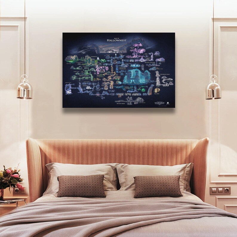 Hollow Knight Poster, Horizontal Map of Hallownest Canvas Wall Posters ...