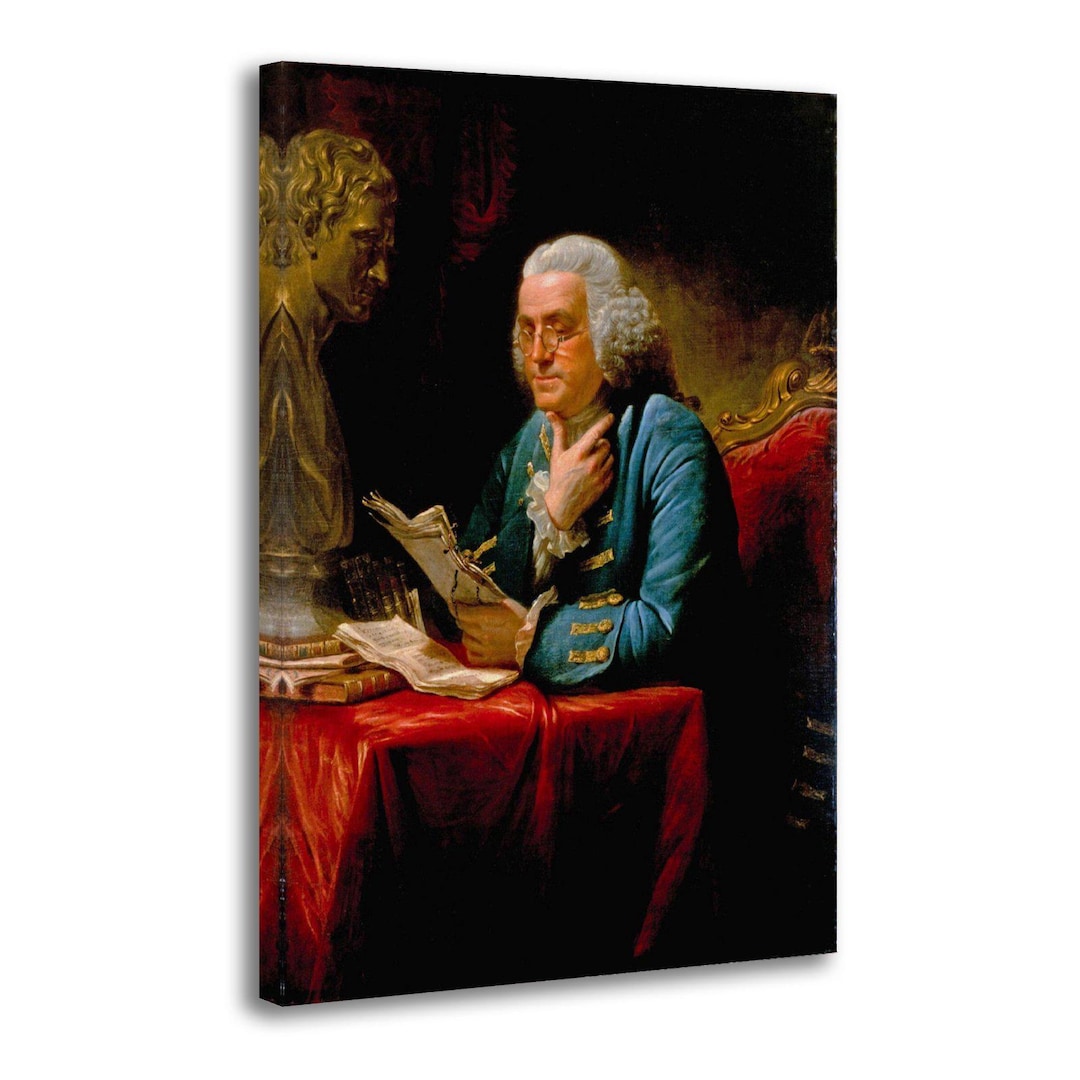 Benjamin Franklin Canvas Print, Founding Fathers Portrait Art - Etsy