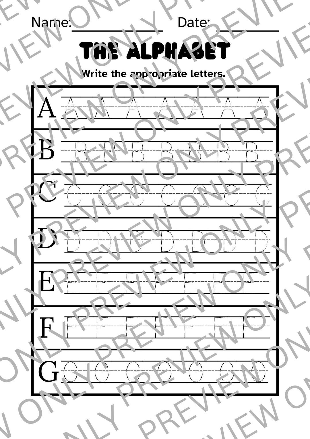 A-Z Alphabet Tracing Worksheet | Preschool & Kindergarten Writing ...