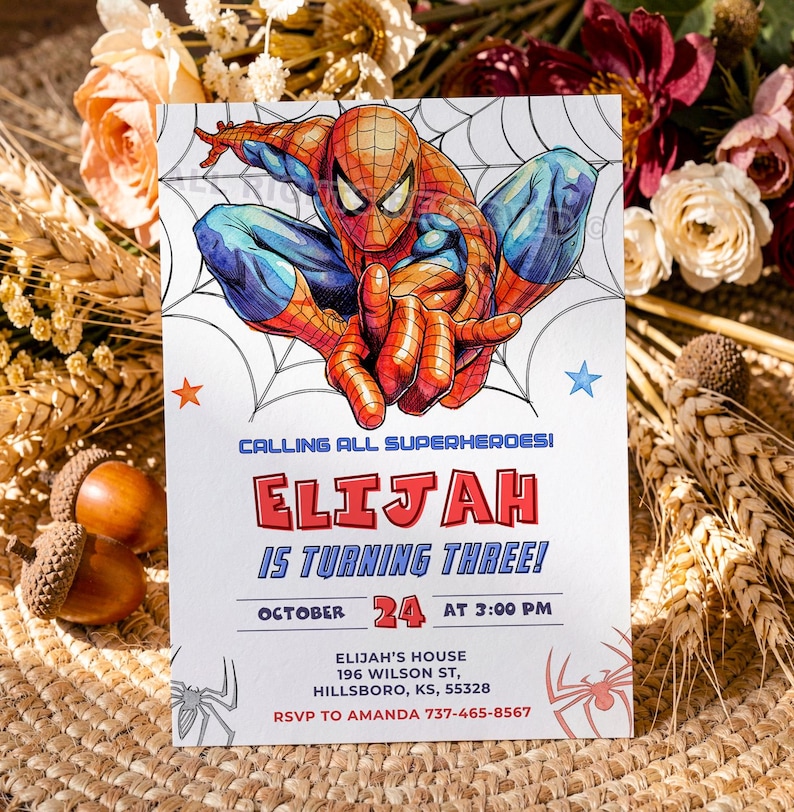 Spider-man Birthday Invitation Template, Editable Superhero Party ...