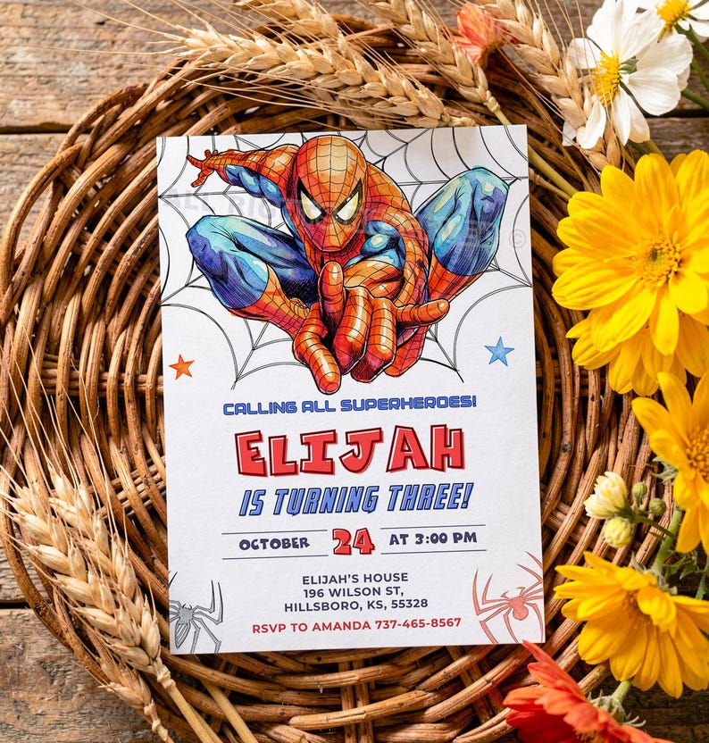 Spider-man Birthday Invitation Template, Editable Superhero Party ...