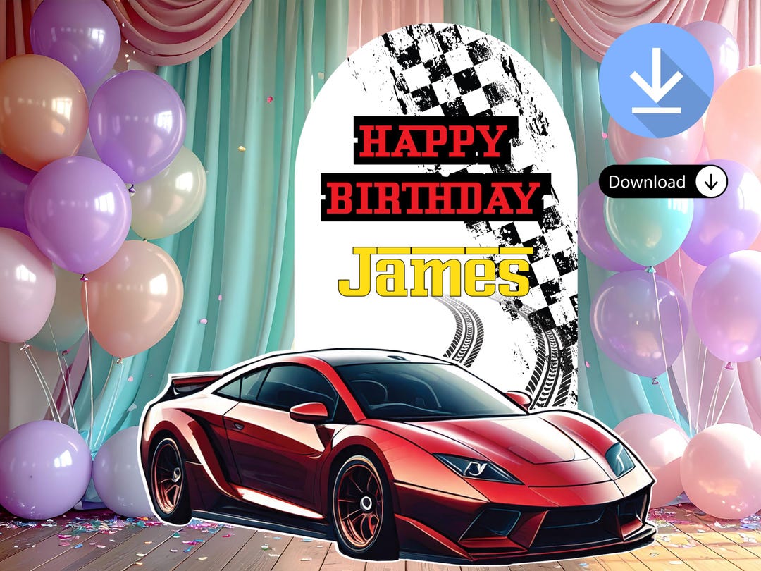 Race Car Birthday Cutout, Racing Theme Party Decor, Red Car Standee ...