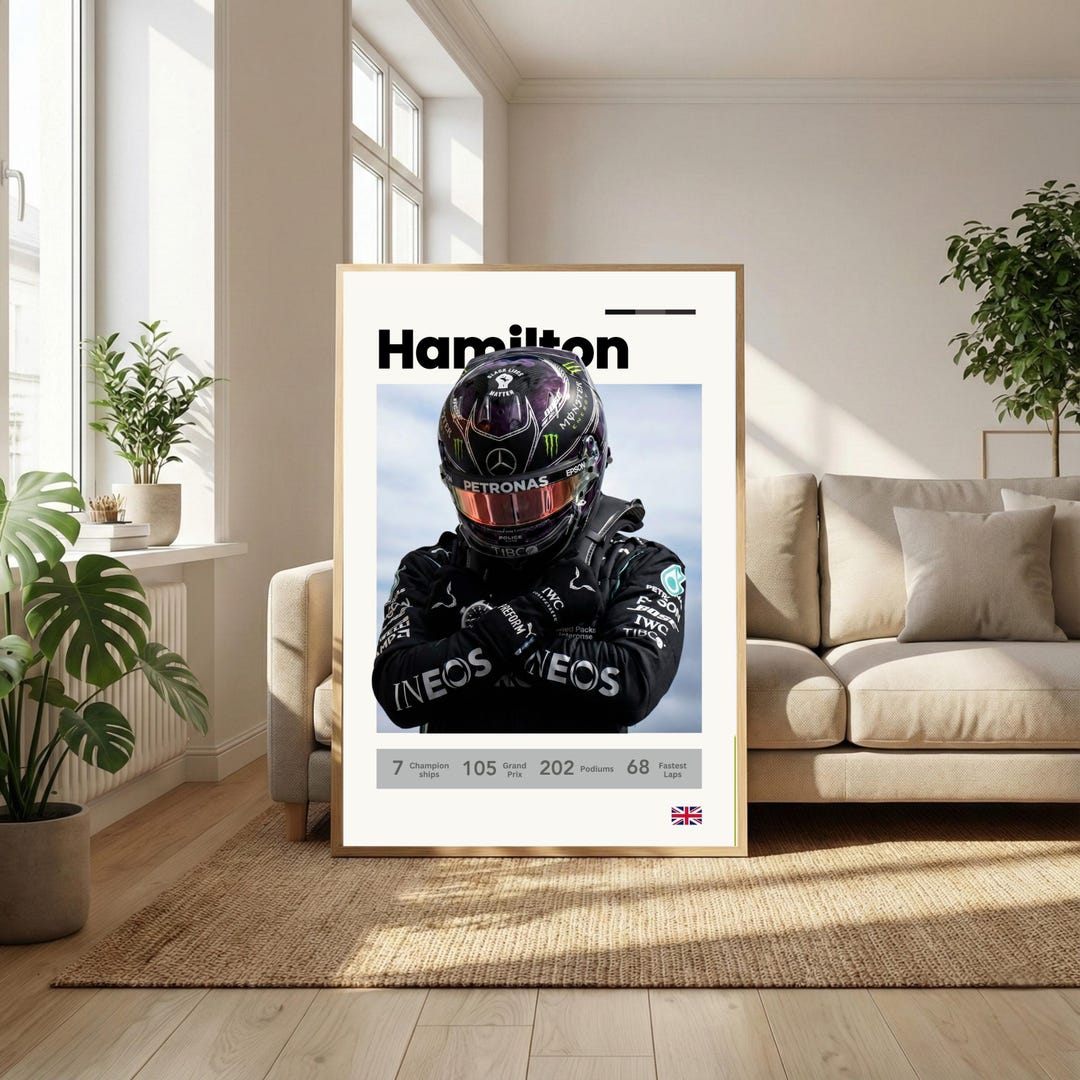 Lewis Hamilton Poster, 7x Champion F1 Print, Mercedes Formula 1 Wall ...