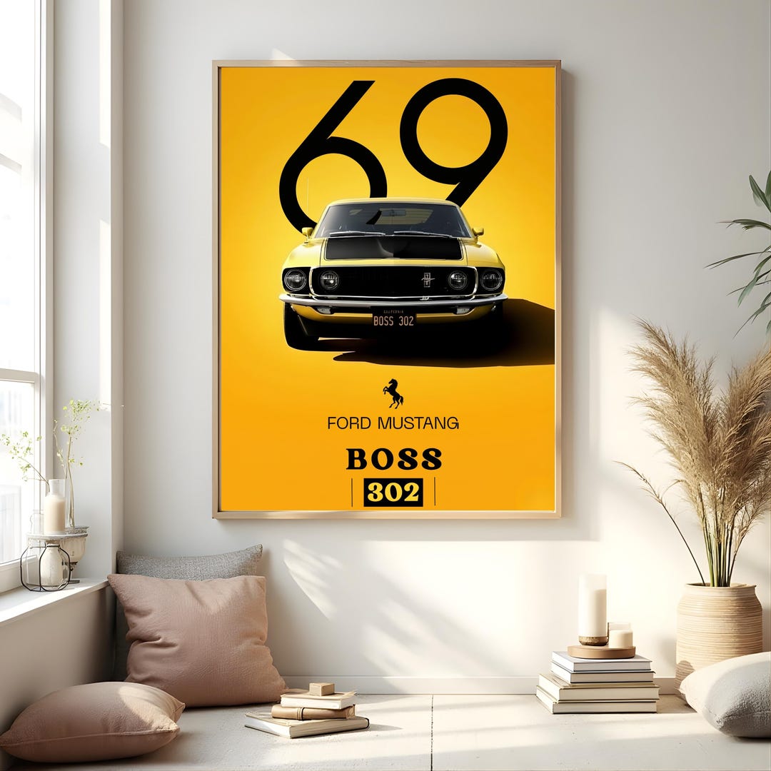 1969 Ford Mustang Boss 302 Poster | Muscle Car Wall Art | Vintage ...