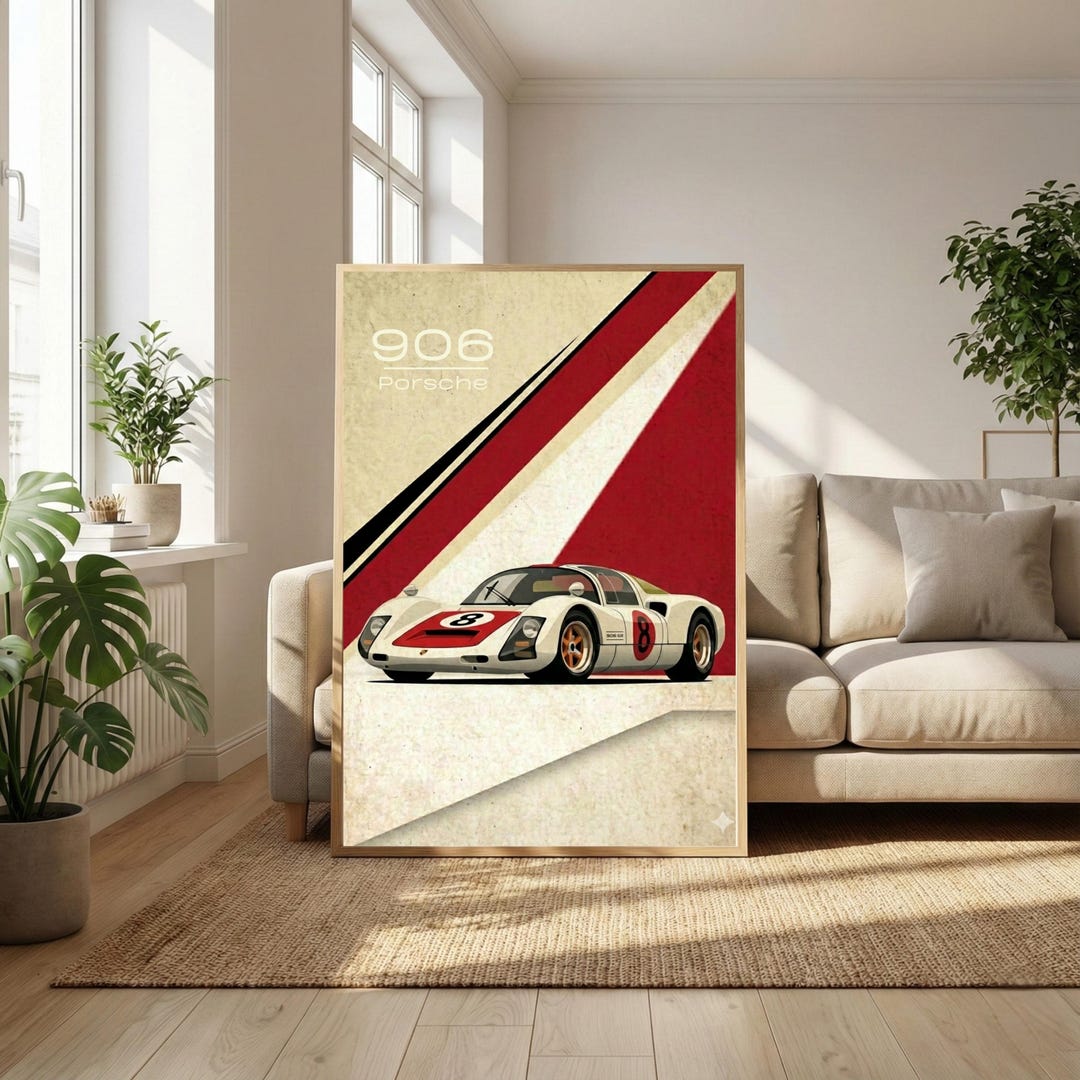 Porsche 906 Poster, Carrera 6 Wall Art, Vintage German Racing Print ...