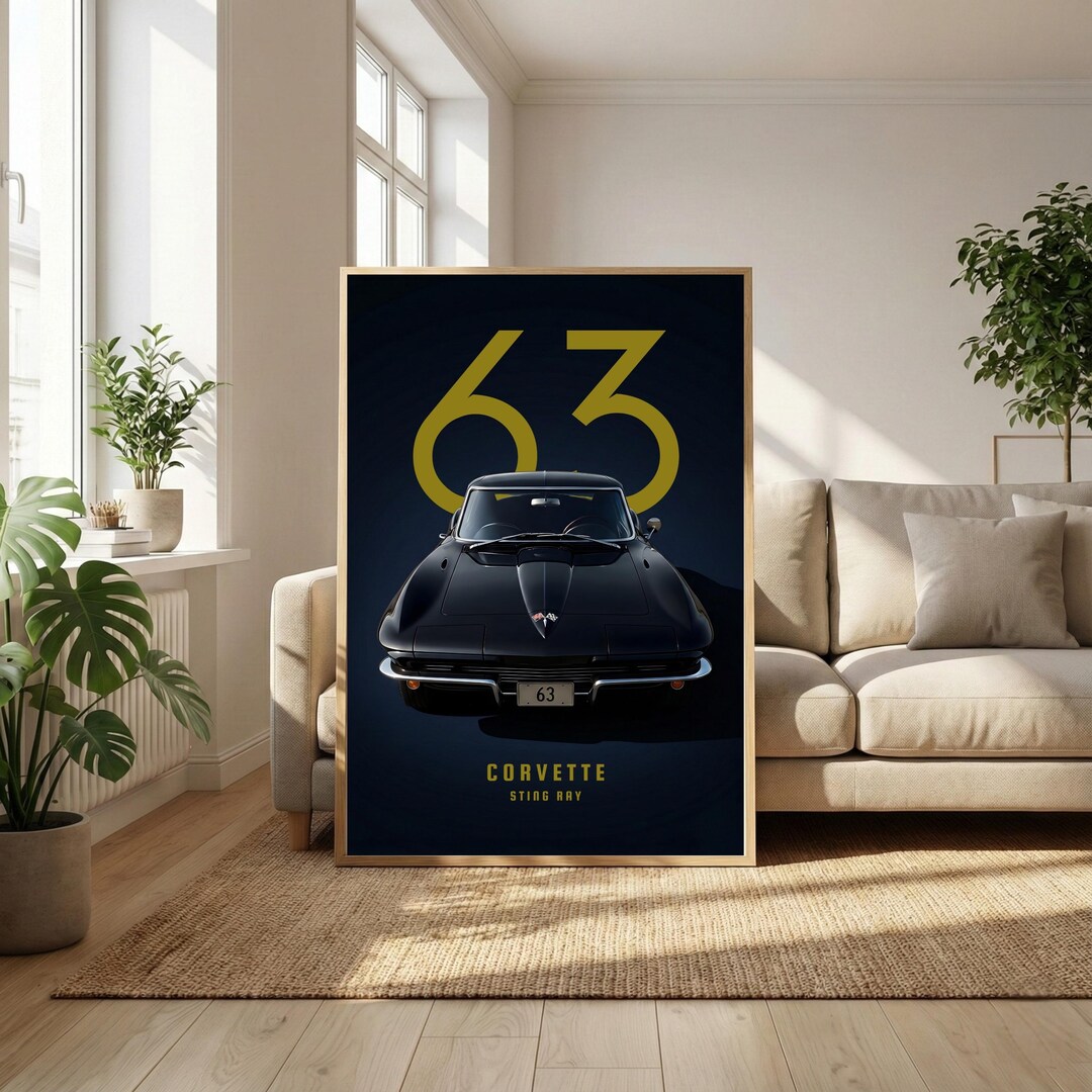 1963 Corvette Sting Ray Poster | Black C2 Wall Art | Classic American ...