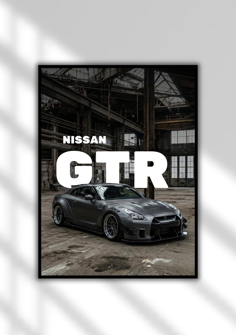 Nissan GTR R35 Poster, JDM Wall Art, Godzilla Print, Industrial ...