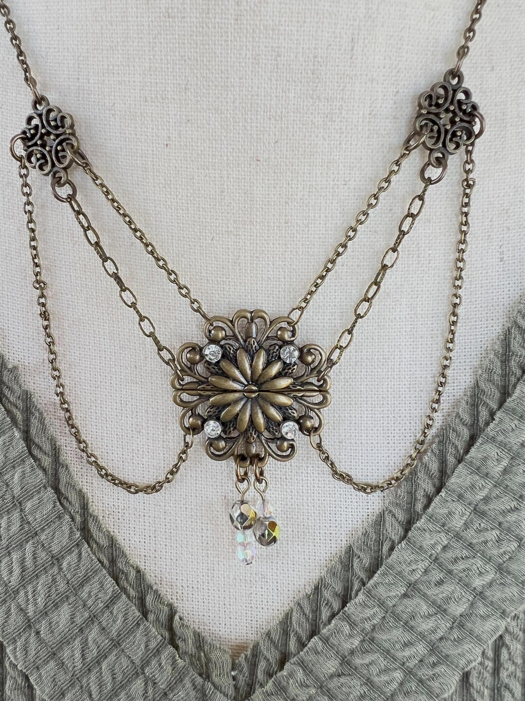 Victorian Swag Gothic Necklace With Earrings, Antique Gold - Etsy