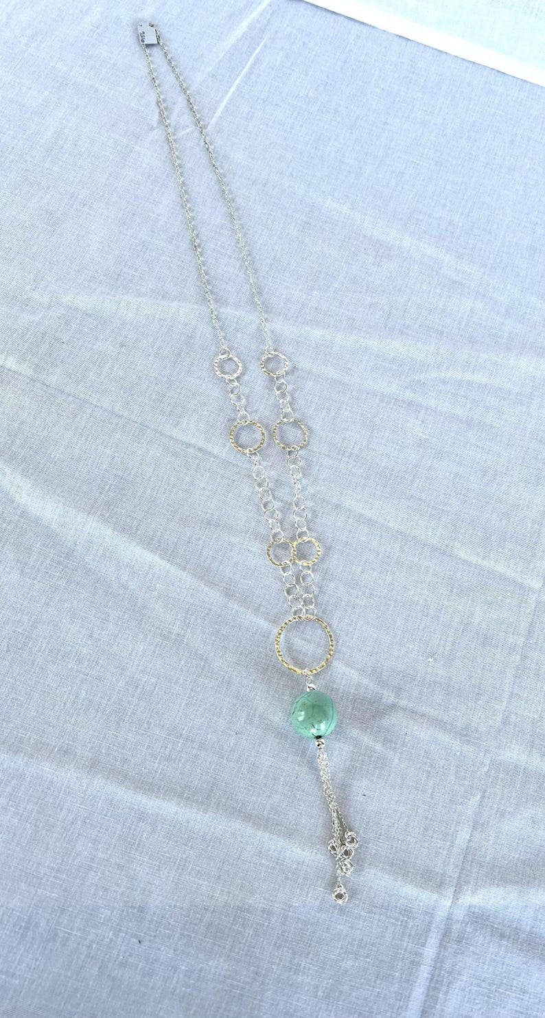 Turqoise Howlite and Silver Long Necklace With Tassel - Etsy
