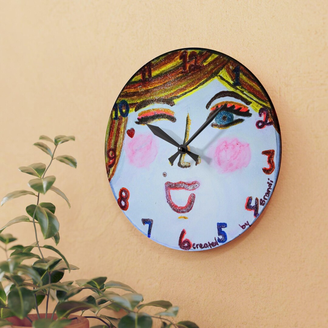 Wall Clock Winking Lady Face | Minimalist Art Decor / - Etsy