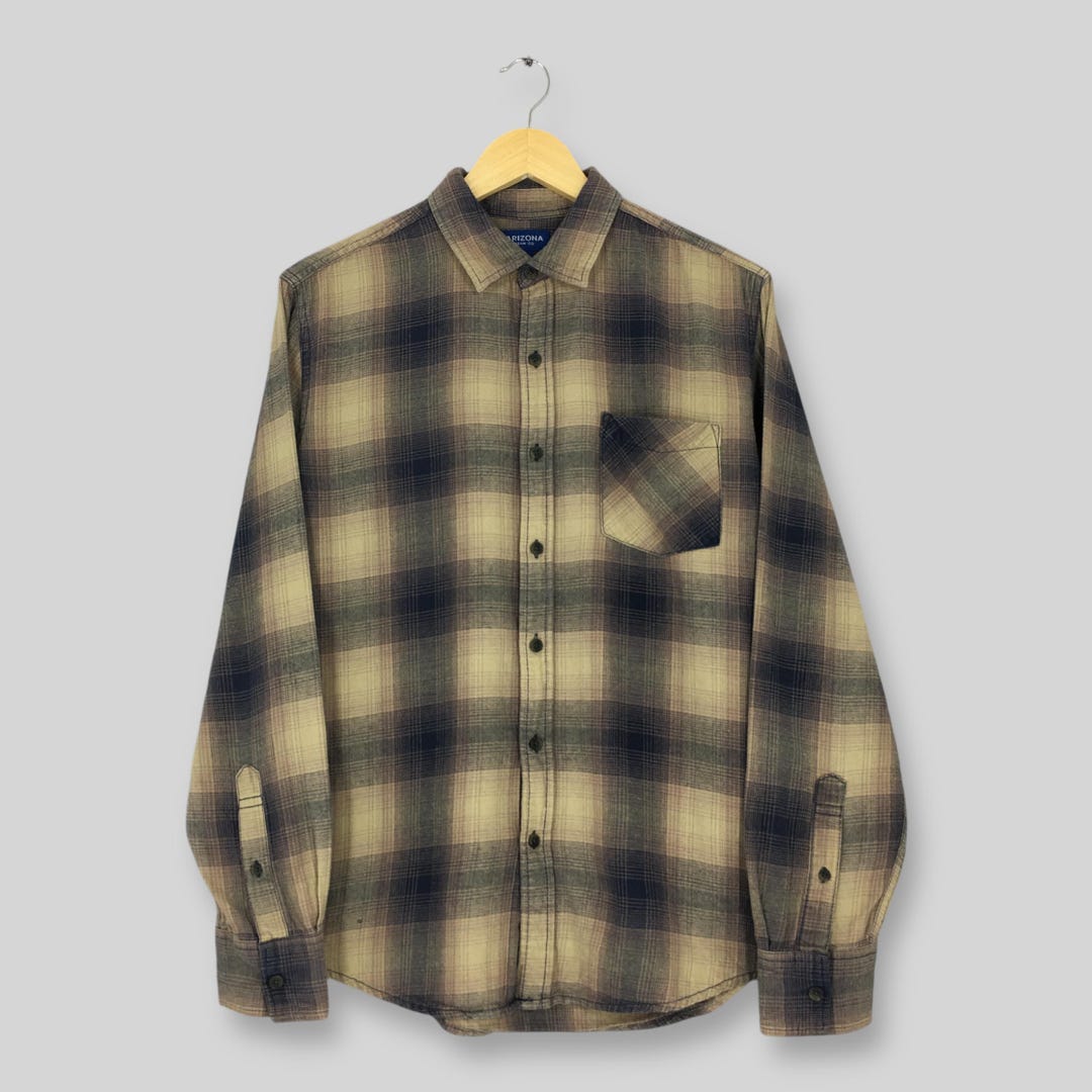Vintage Y2K Arizona Plaid Shadow Multicolor Flannel Shirt Medium Japan ...