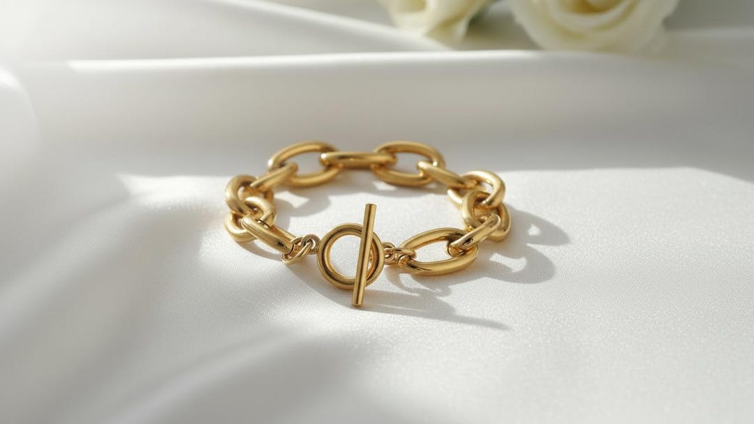 Chunky Bold Toggle Bracelets for Women • Gold Plated Stainless Steel OT ...