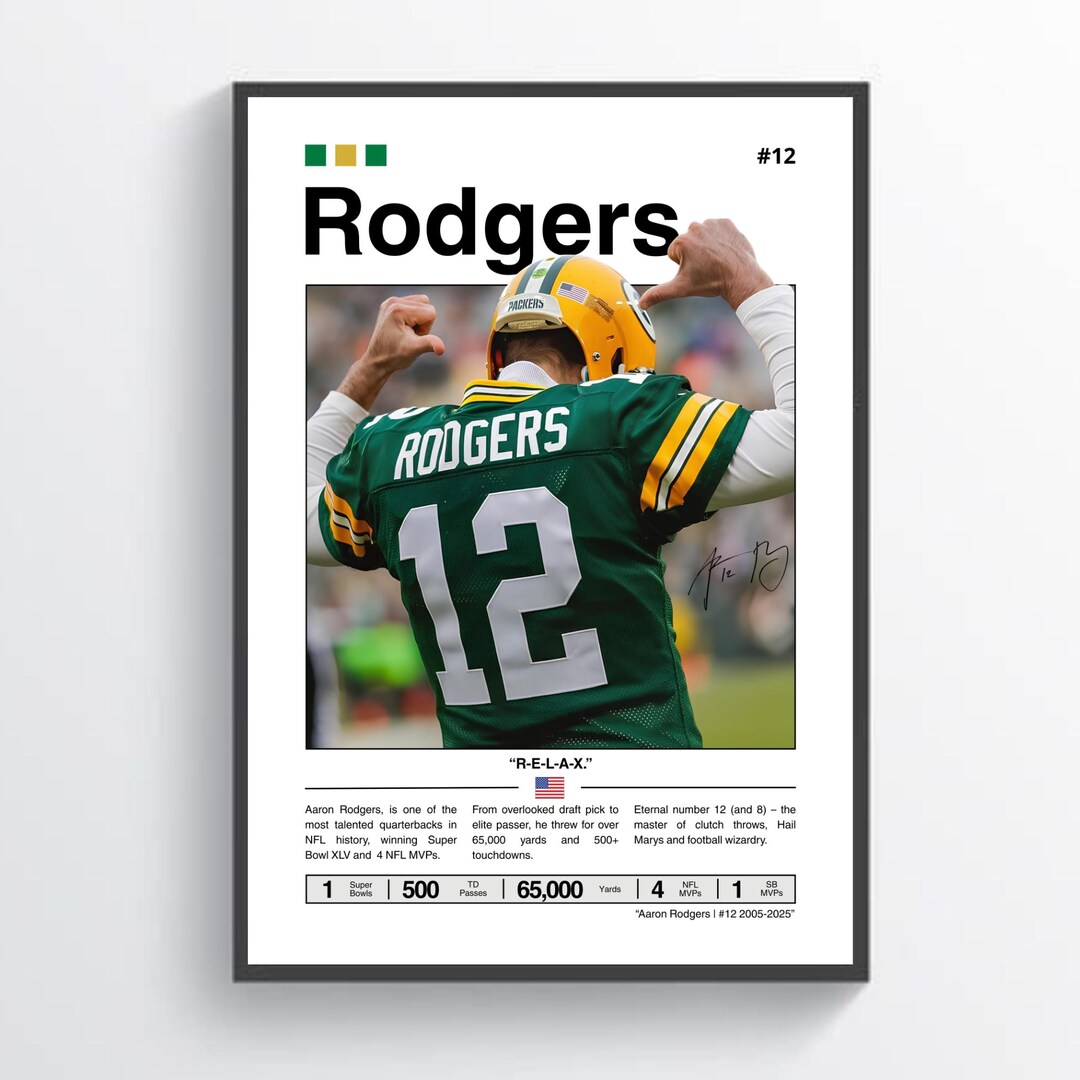 Aaron Rodgers Poster | Aaron Rodgers Print | NFL Poster | NFL Print ...